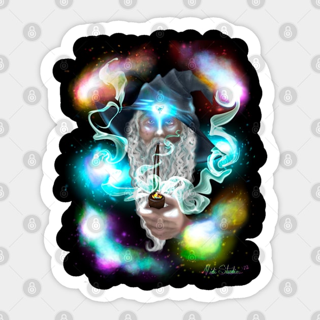 Smoking Wizard cymk - Wizard - Sticker | TeePublic