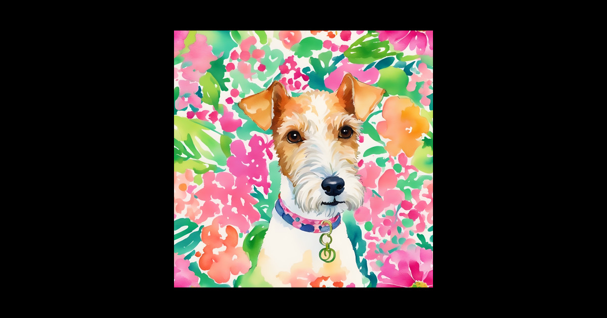 Preppy portrait of a cute terrier - Preppy Art - Sticker | TeePublic