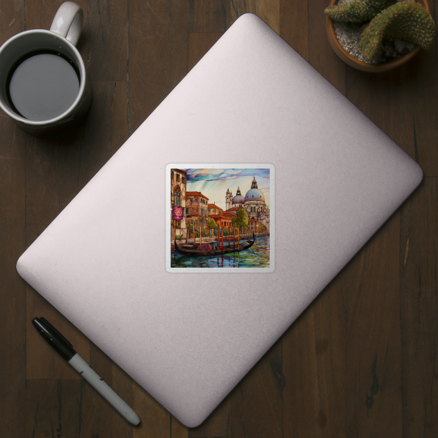 Colorful Venice Italy Gondola, Duomo, Stained Glass Effect - Venice ...