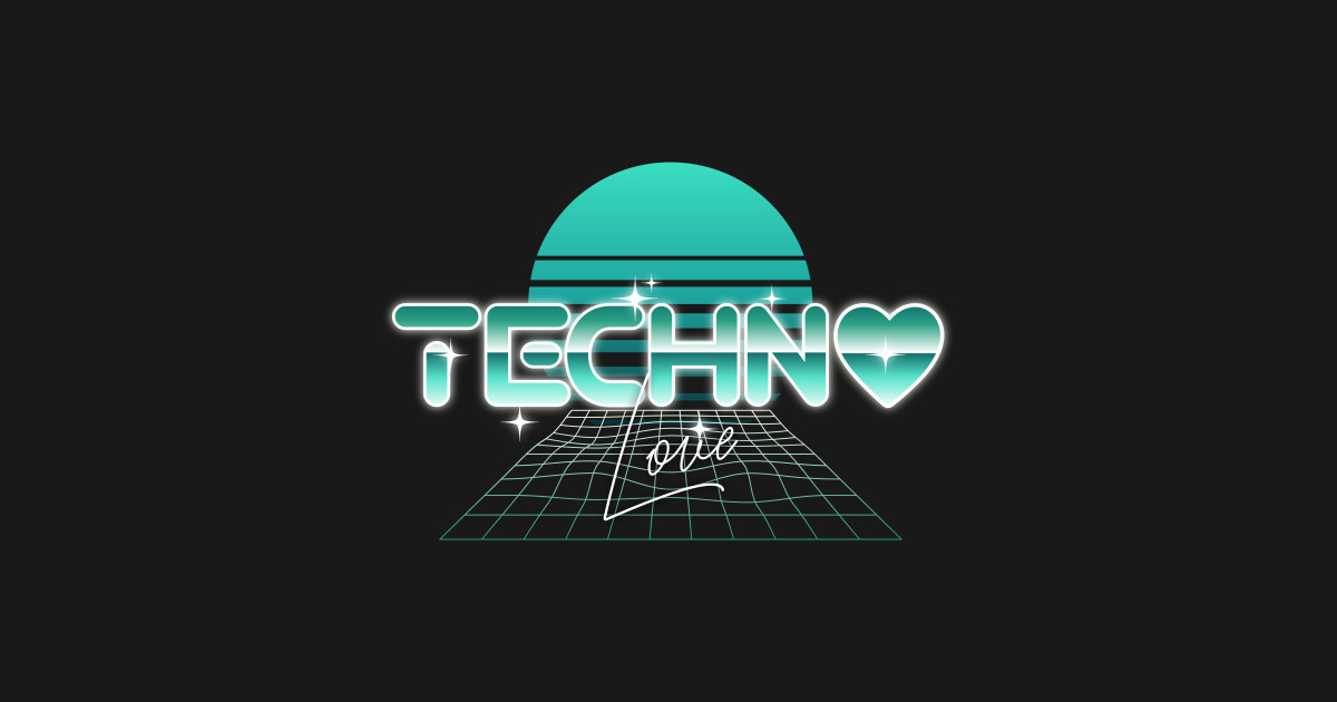 TECHNO - Synthwave Heart Grid (Teal) - Techno - T-Shirt | TeePublic