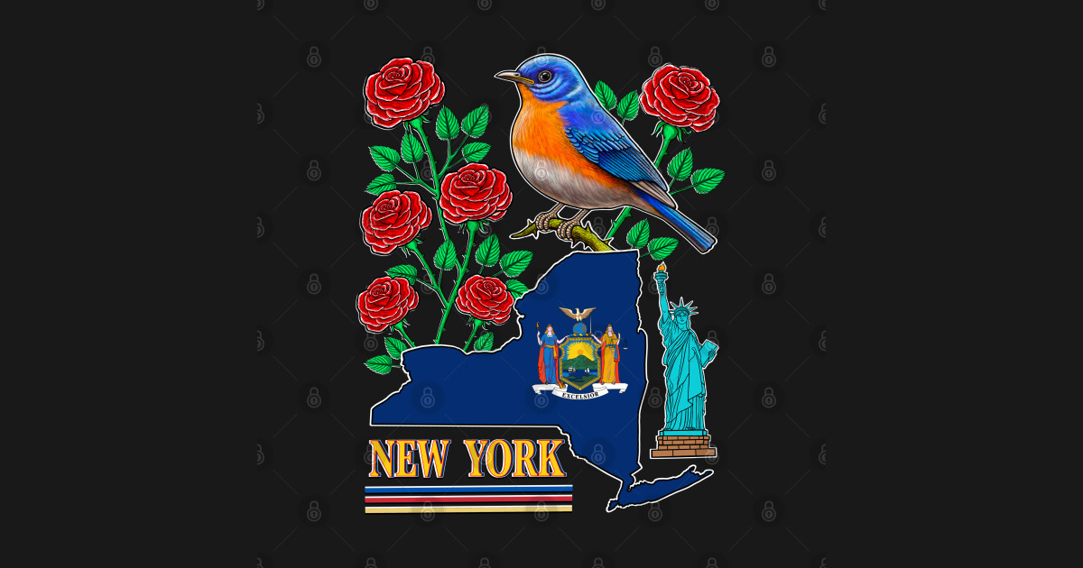 New York State bird Eastern Bluebird & Rose flower - New York State ...