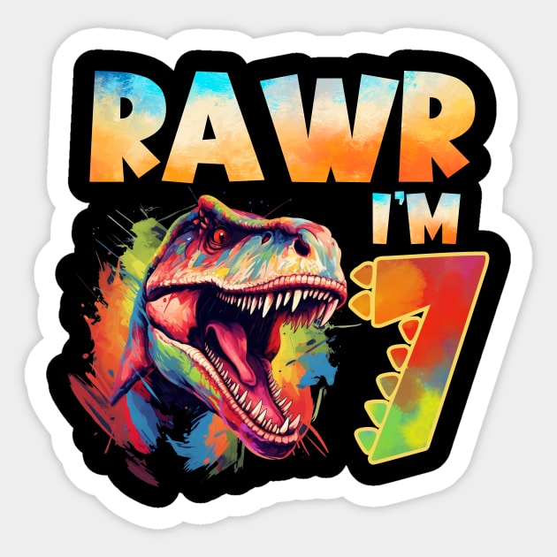 Rawr I'm 7 Tee Dinosaur 7th Birthday Dinosaur Theme 7th Birthday 7th ...