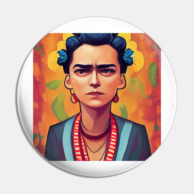 Frida Kahlo portrait | Anime style - Frida Kahlo - Pin | TeePublic