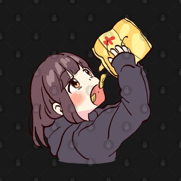 I draw cute anime girl eating chips / Menhera Shoujo Kurumi-chan ...