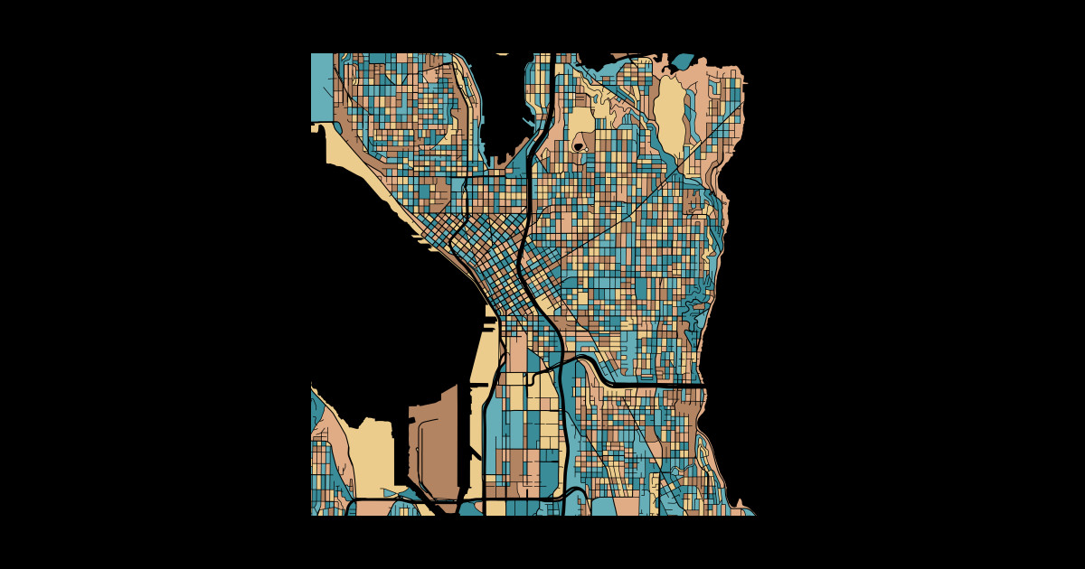 Seattle Map Pattern in Mid Century Pastel - Seattle Map - Sticker ...