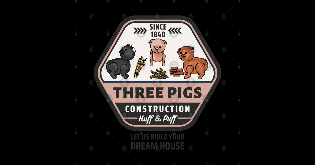 Three Pigs Construction Co. Logo - 3 Pigs Construction - Sticker ...