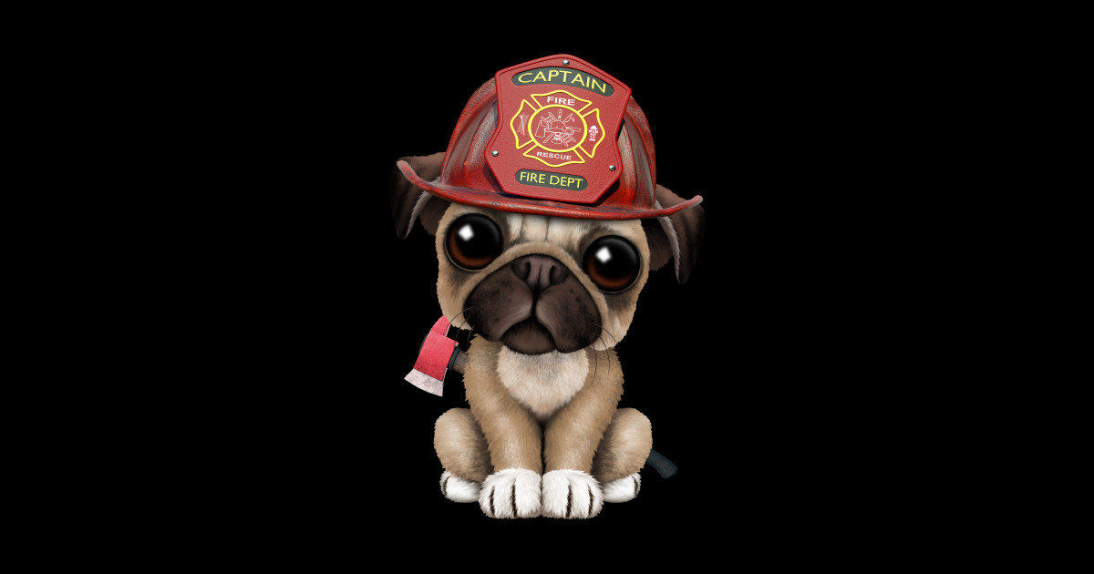 Cute Pug Puppy Firefighter - Pug - Sticker | TeePublic