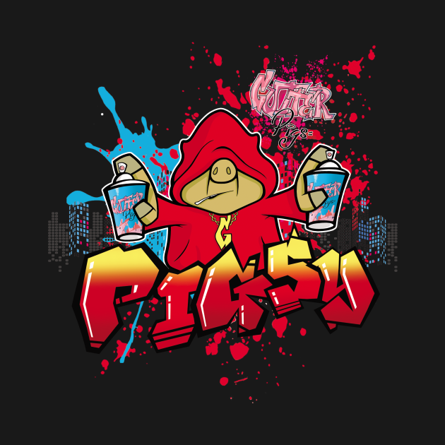 Gutter Pig Pigsy - Banksy - T-Shirt | TeePublic