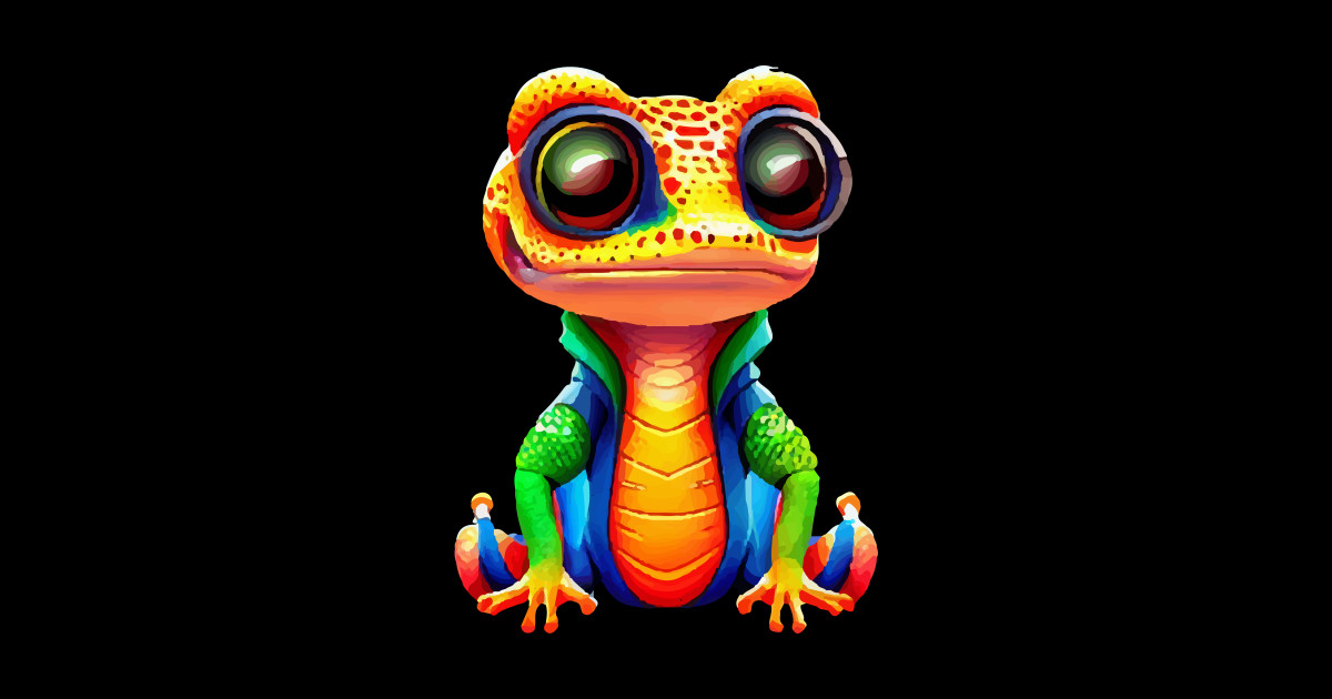 Gamer's Perfect Illustration - Cute Colorful Gekko - Gekko - Sticker ...