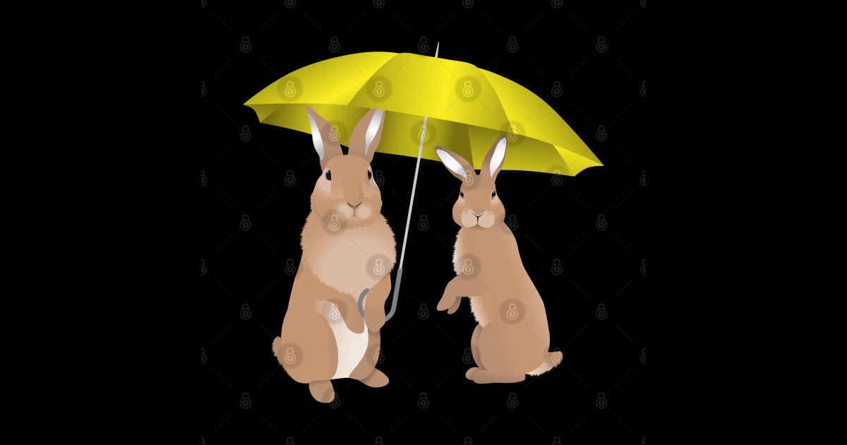 Rabbits with umbrella - Rabbit - Posters and Art Prints | TeePublic