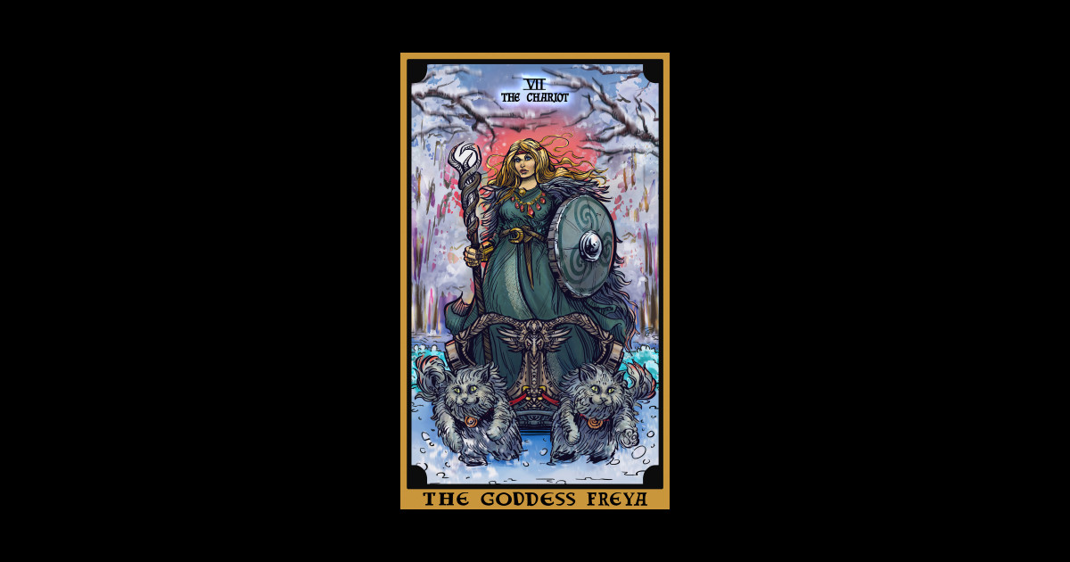 The Goddess Freya The Chariot Tarot Card - Goddess - Sticker | TeePublic