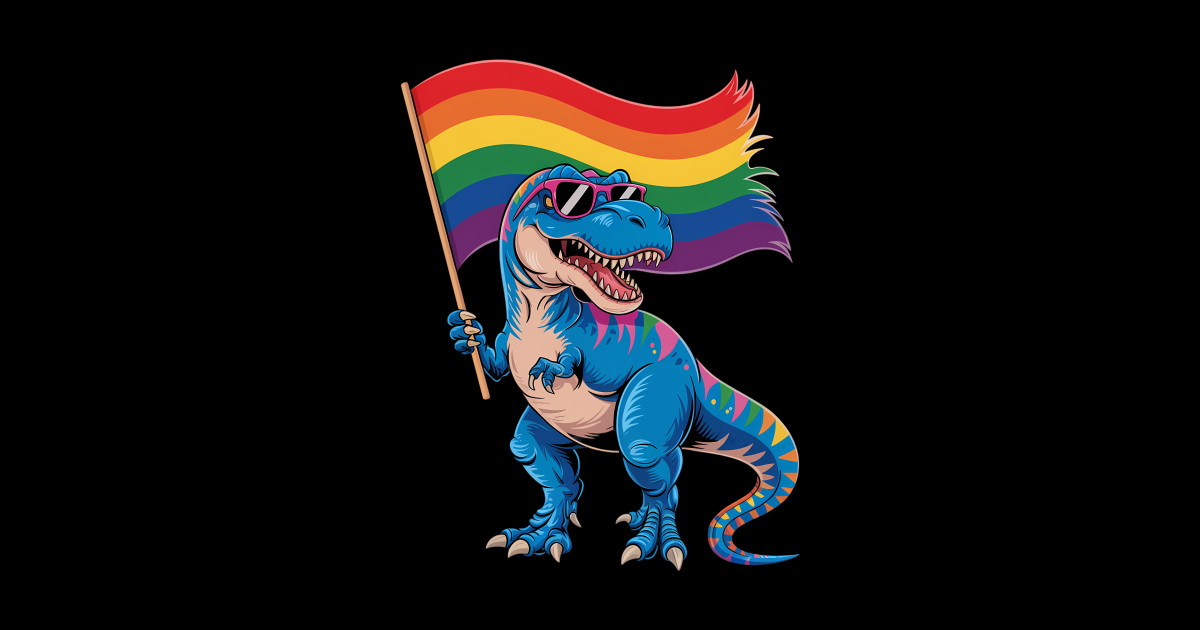Dinosaur Gay Pride LGBT Rainbow Flag T-rex Sunglasses LGBTQ - Dinosaur ...