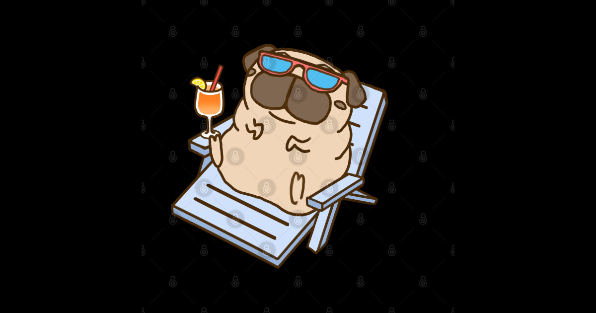 Pug summer - Pug - Sticker | TeePublic