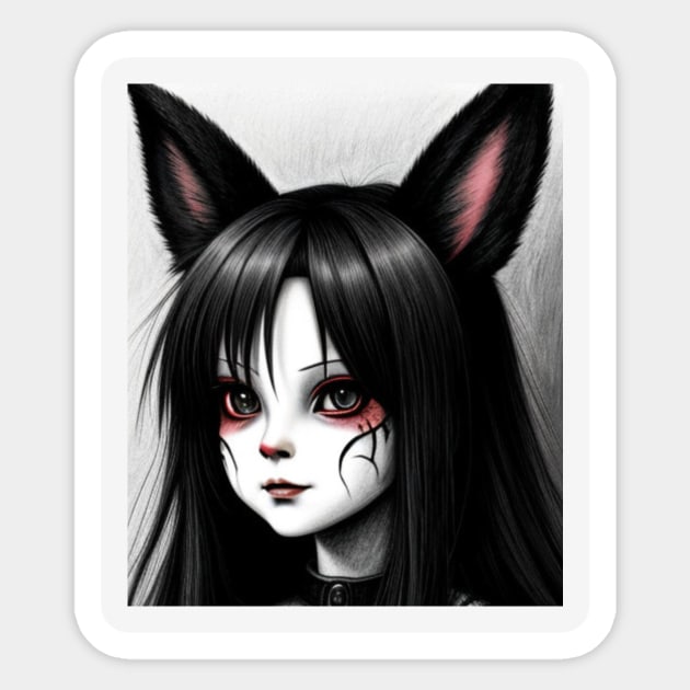 Anime wolf girl - Anime Cute Wolf Girl - Sticker | TeePublic