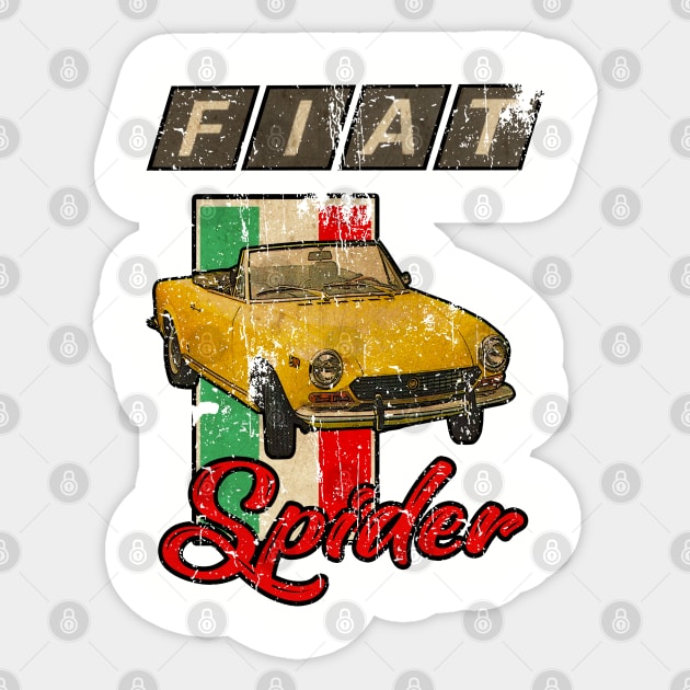 Fiat 124 Sport Spider Yellow // 1975 Vintage - Fiat - Sticker | TeePublic