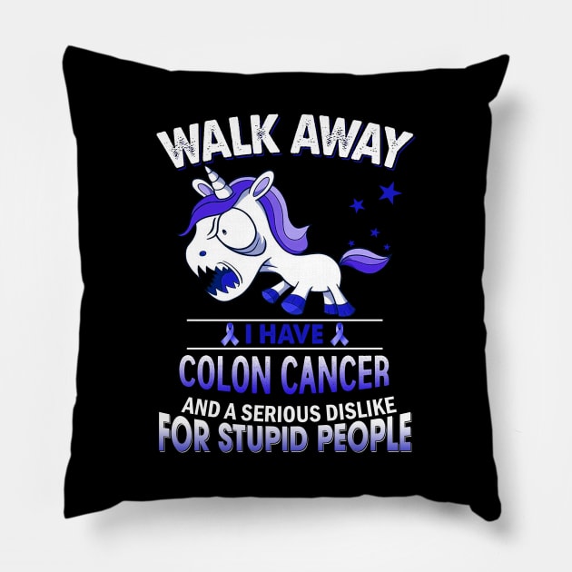 Funny Colon Cancer Grumpy Unicorn Warrior Colon Cancer Pillow