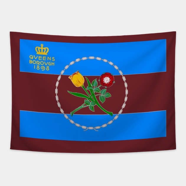 The Borough flag of Queens - Queens - Tapestry | TeePublic