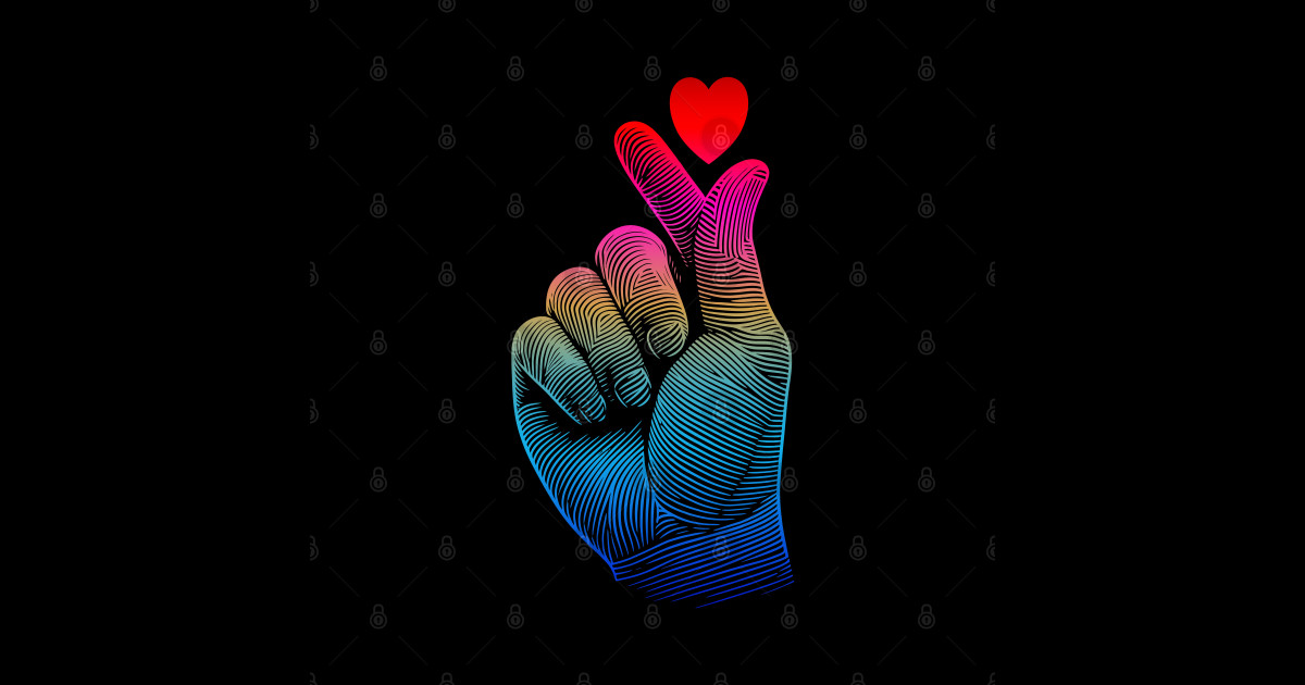 Heart Hand Sign RBG - Valentines Day - Sticker | TeePublic