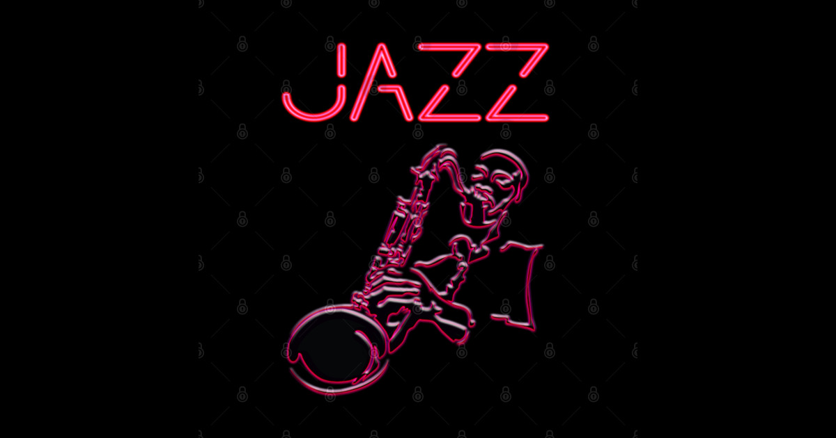 Jazz, Neon sign with Sax Player - Jazz - Sticker | TeePublic