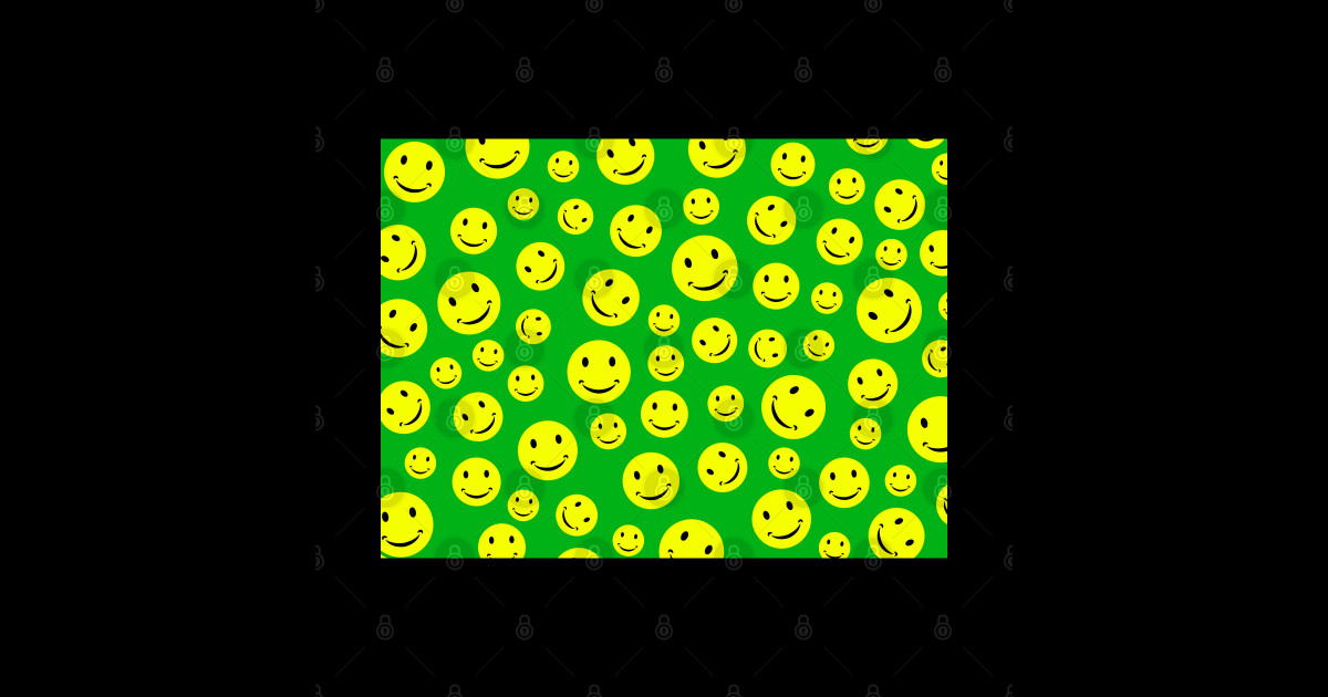 Smiley Face Seamless Pattern on Green Background - Fun - Pin | TeePublic