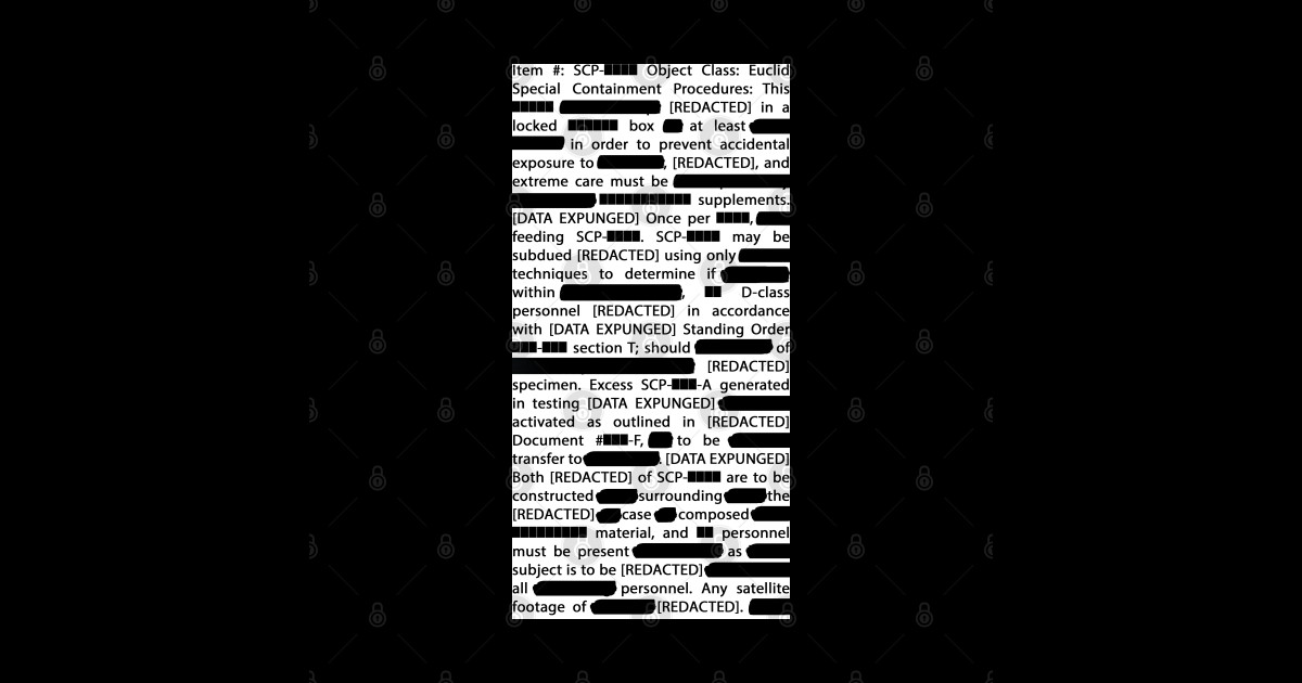 SCP Redacted Document v1 - Redacted - Sticker | TeePublic
