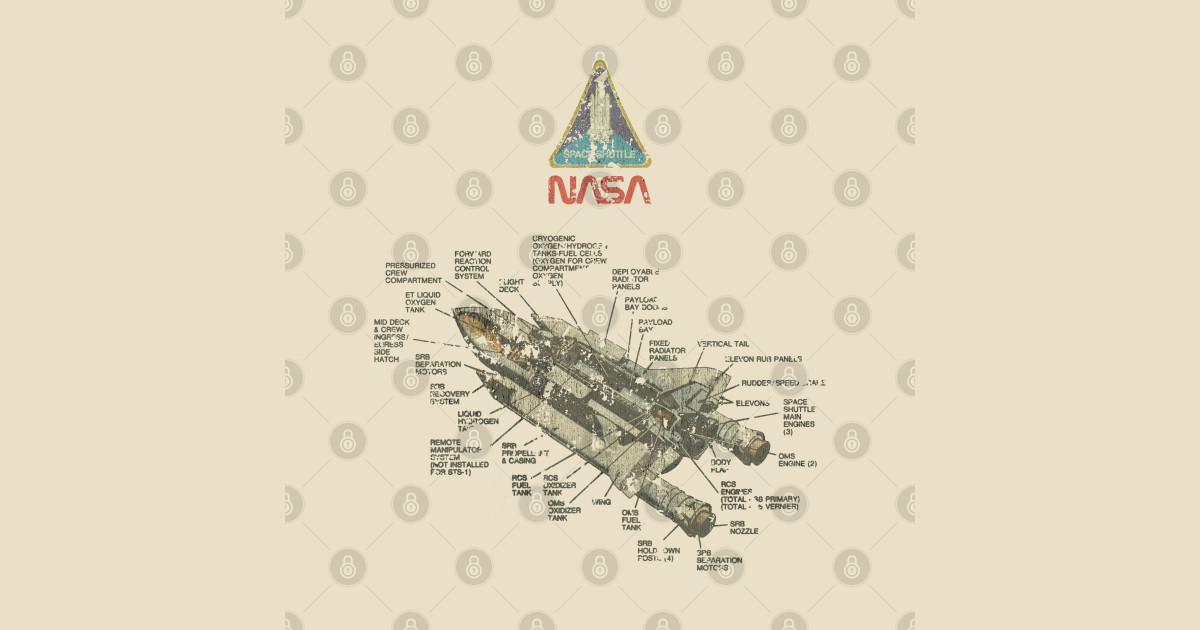 Vintage Space Shuttle Diagram - Nasa - T-Shirt | TeePublic