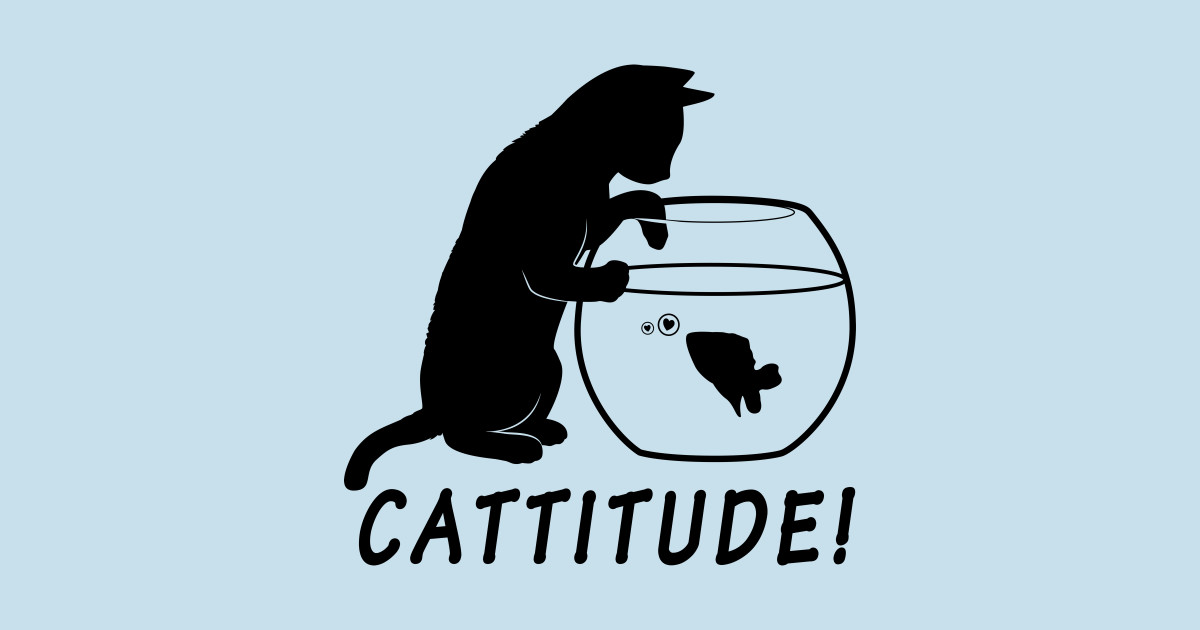 Cattitude: Cat Reaching into Fish Bowl - Cat - T-Shirt | TeePublic