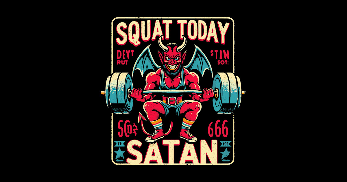 Squat Today Satan - Cartoon Devil - Workout Gym - Squat - Sticker ...
