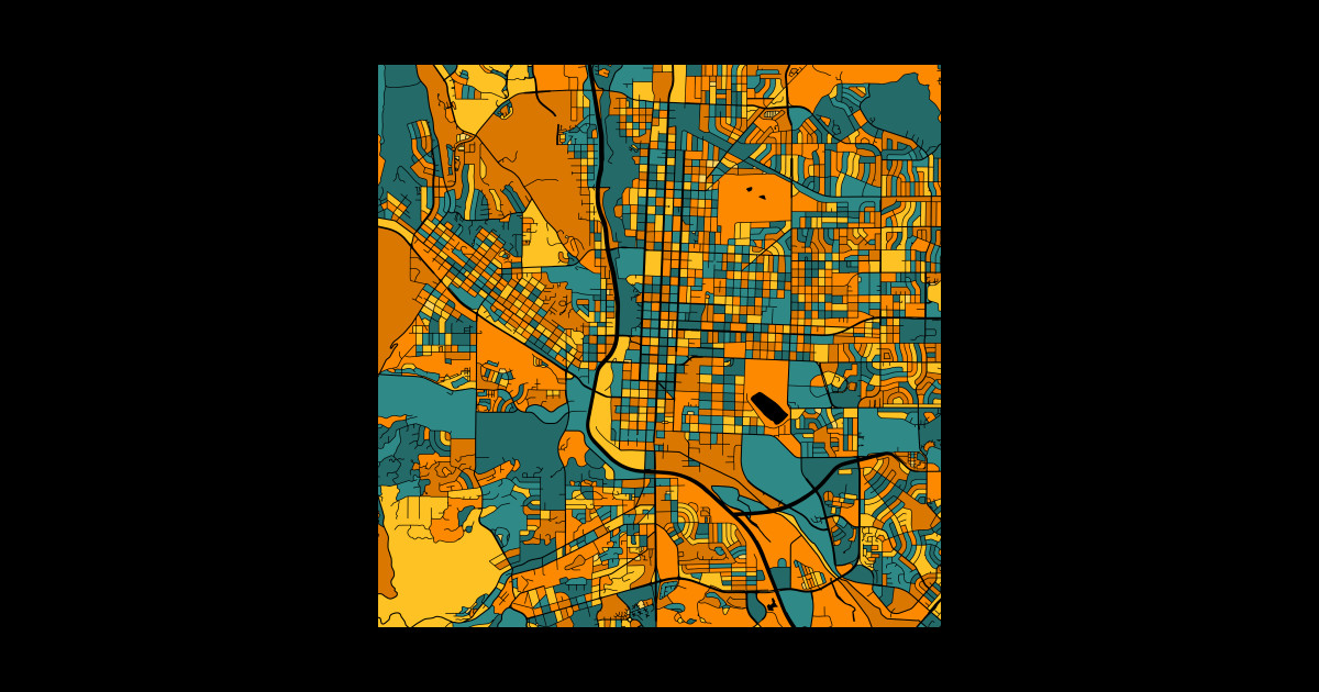 Colorado Springs Map Pattern in Orange & Teal - Colorado Springs Map ...