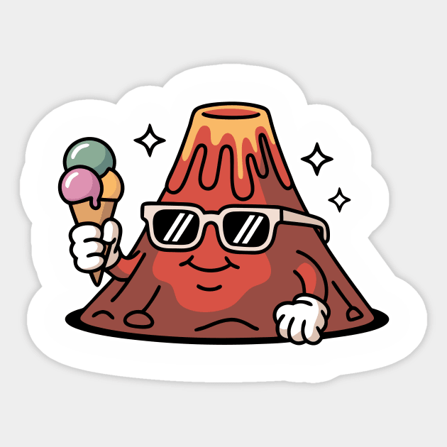 Volcano Eating Ice Cream - Volcano - Sticker | TeePublic
