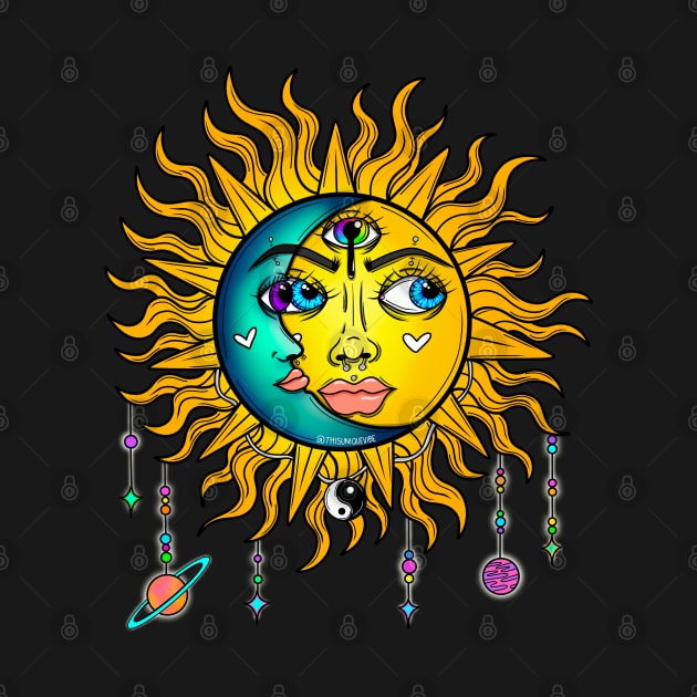 Trippy sun and moon - Sun And Moon - T-Shirt | TeePublic