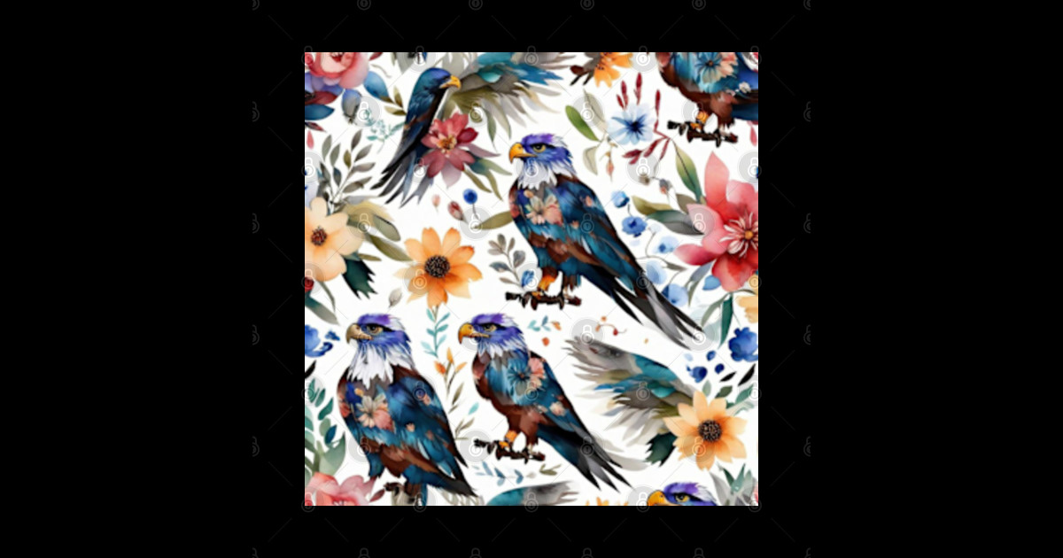 Falcon bird floral design - Falcon Pattern - Sticker | TeePublic
