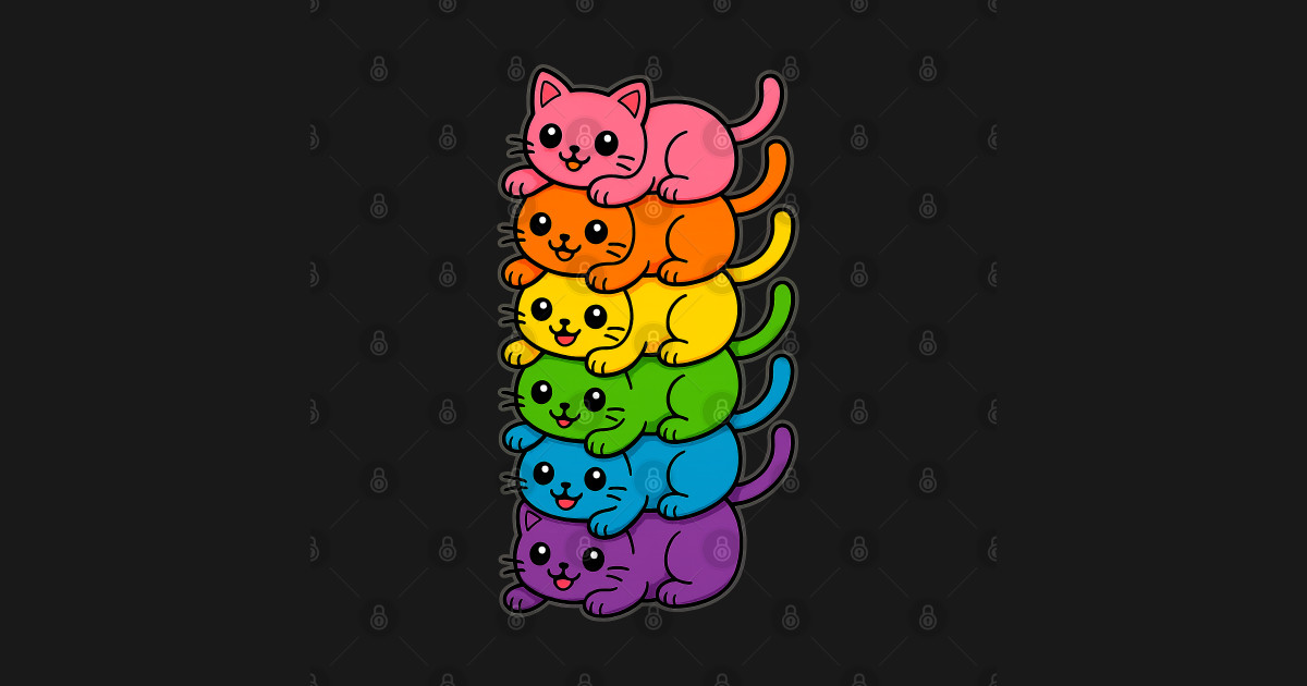 Cat Stack LGBT Gay Rainbow Pride Flag LGBTQ Ally Pet Lover - Lgbt - T ...