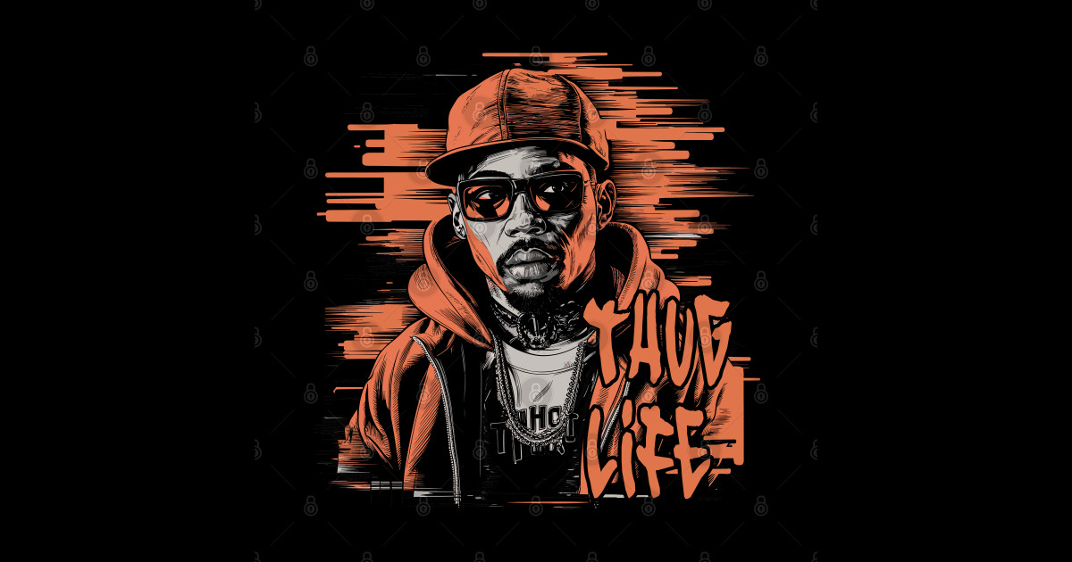 Vibrant Thug Life Design with Black Men - Thug Life - Sticker | TeePublic