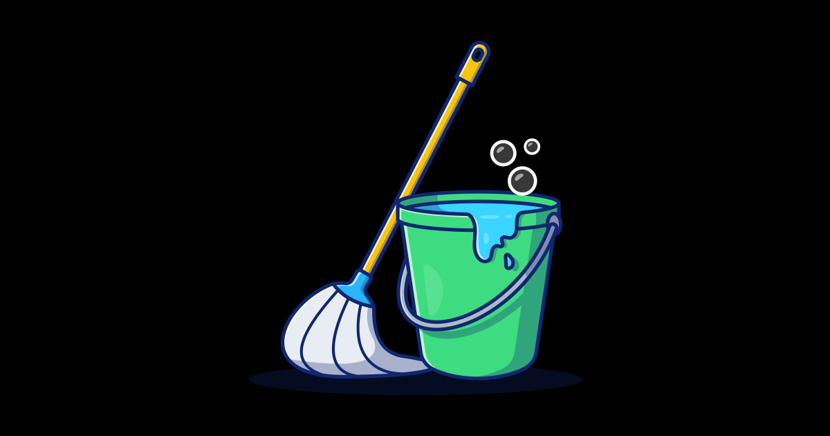 Mop And Bucket Vector Icon Illustration - Mop - Sticker | TeePublic