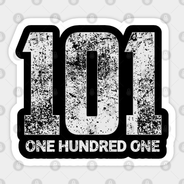 101 vintage white - 101 - Sticker | TeePublic