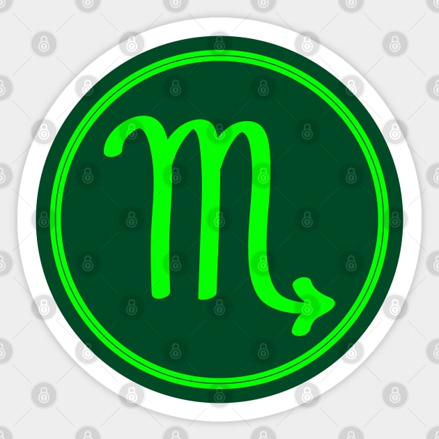 Cool Green Scorpio Symbol - Scorpio - Sticker | TeePublic