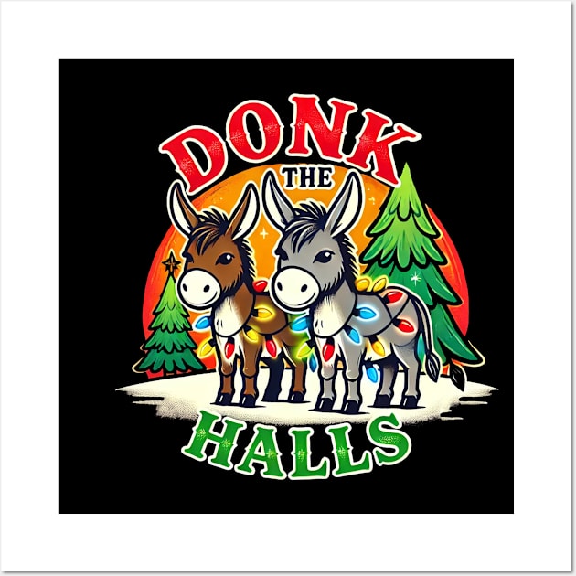donk the halls christmas donkeys tangled in christmas lights Sweatshirt ...
