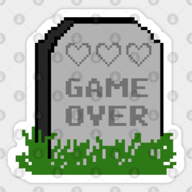 Game Over Tombstone 8bit - Game Over Tombstone 8bit - Sticker | TeePublic