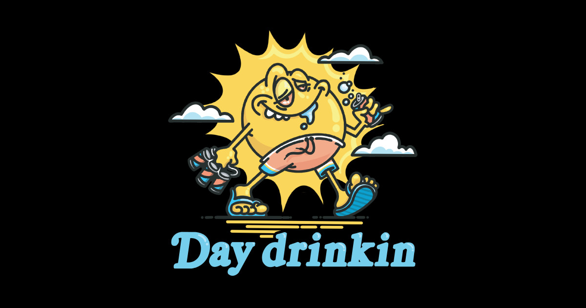 Day Drinking Sun - Day Drinking - Sticker | TeePublic