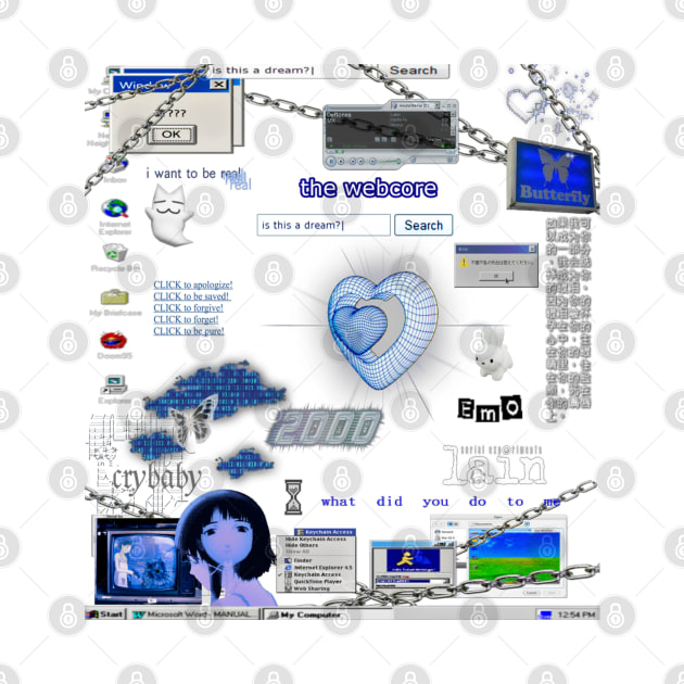 Cybercore World Blue Aesthetic - Y2k Aesthetic - T-Shirt | TeePublic