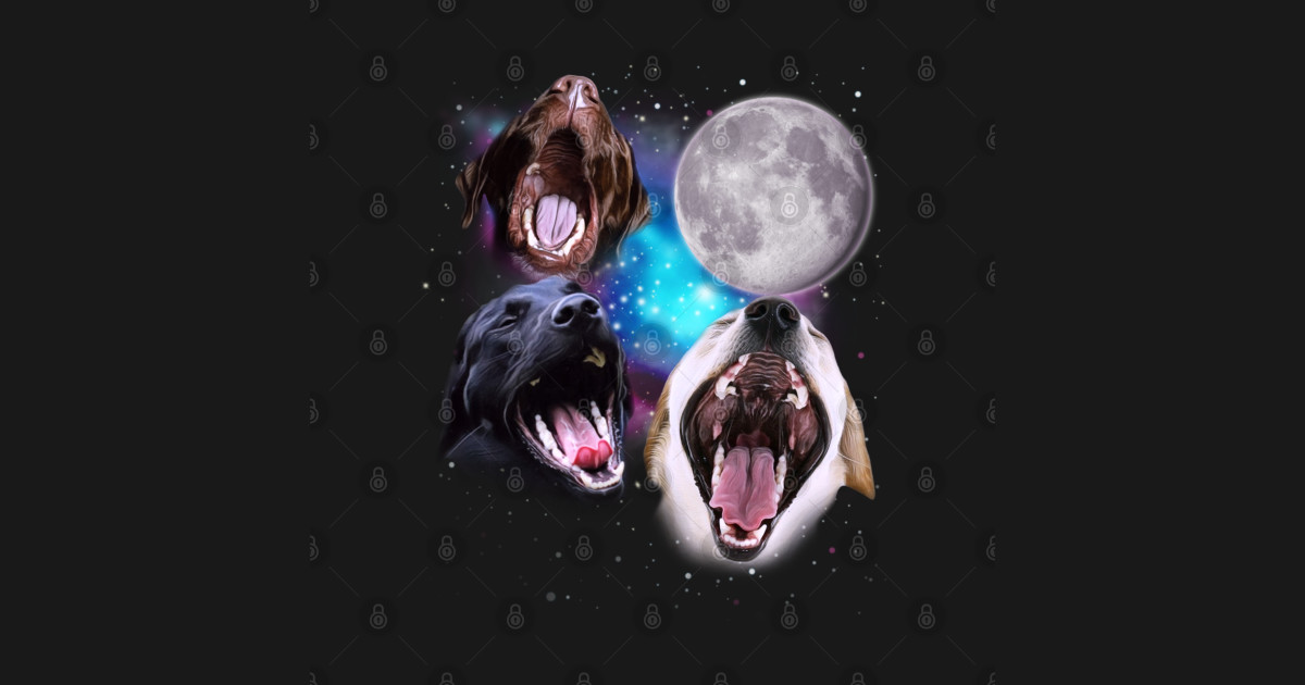 Three Labs Howl at the Moon - Labrador Retriever - T-Shirt | TeePublic
