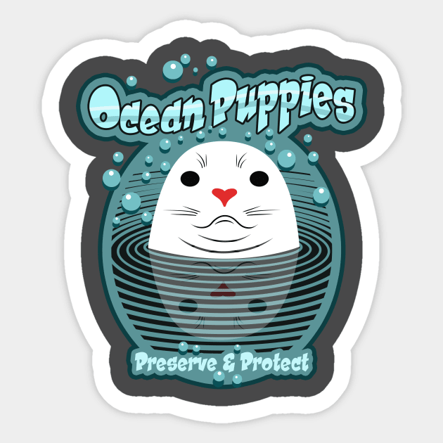 Ocean Puppies - Earth Day Baby Seal - Sticker | TeePublic