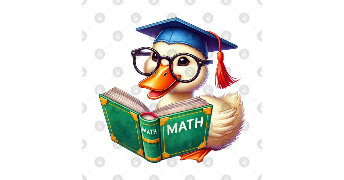 🦆 Duck Reading Math Book | Cute Studious Duck Illustration ...