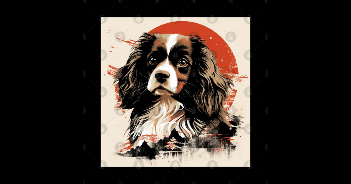 Japanese Spaniel with a splash of color - Japanese Spaniel - Sticker ...