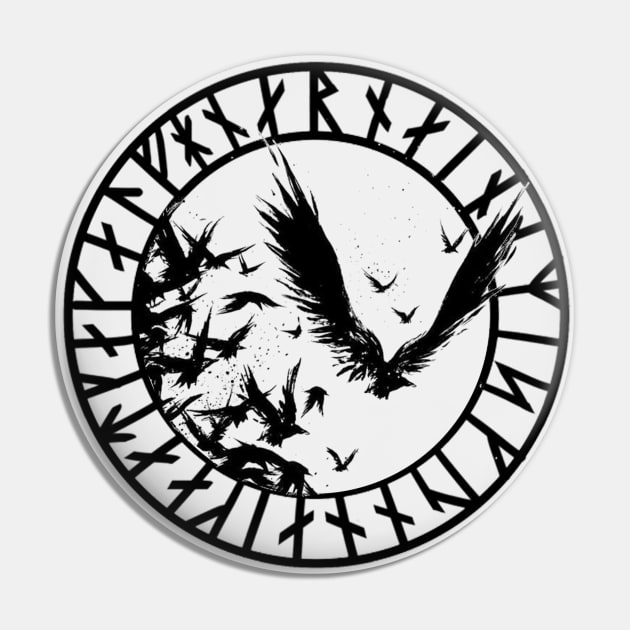 Ravens and Runes - Runes - Pin | TeePublic