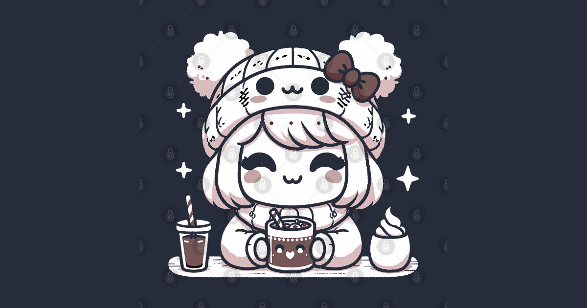 Cute Kawaii Chibi Girl with Ice Cream and Milkshake | Design for Kawaii ...