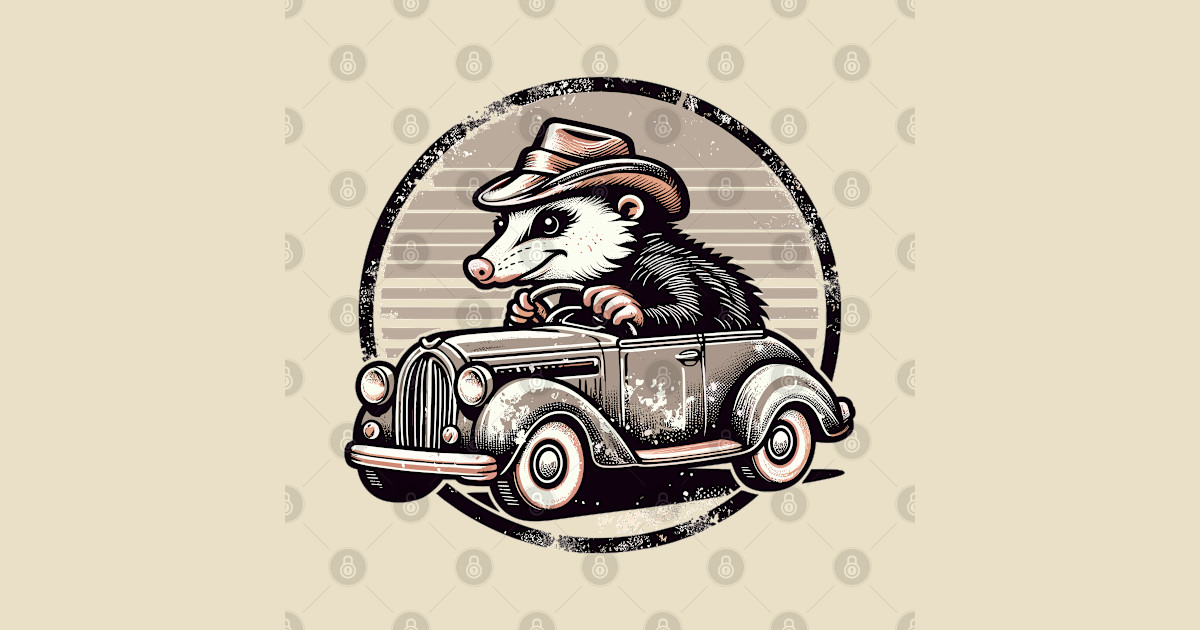 Possum driving car - Possum - T-Shirt | TeePublic