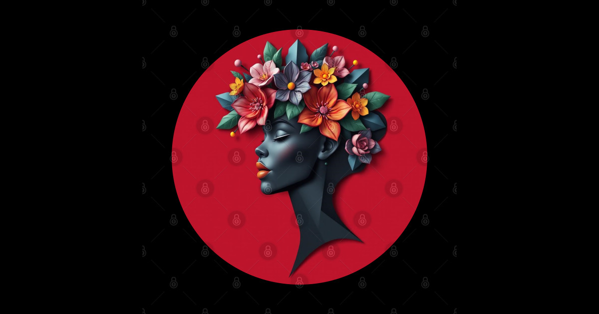 Vintage Flower Face - Floral Design - Sticker | TeePublic