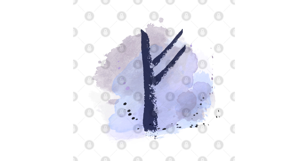 Fehu, Violet Blue Watercolor (Runes & Watercolors) - Runes - T-Shirt ...